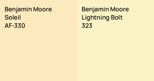 Benjamin Moore Soleil vs. Benjamin Moore Lightning Bolt comparison