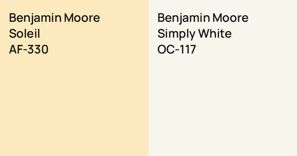Benjamin Moore Soleil vs. Benjamin Moore Simply White comparison