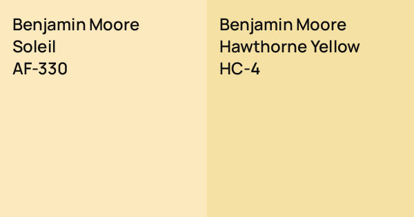 Benjamin Moore Soleil vs. Benjamin Moore Hawthorne Yellow comparison