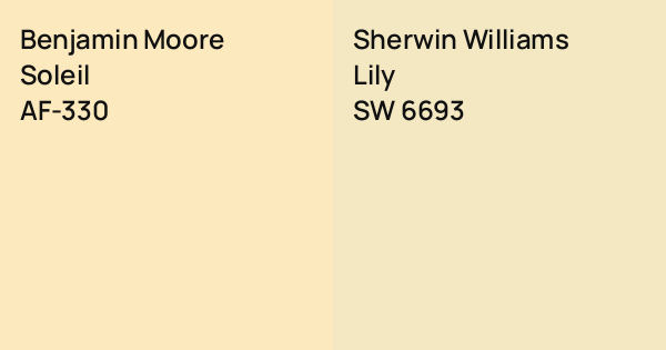 Benjamin Moore Soleil vs. Sherwin Williams Lily comparison