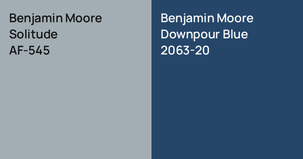 Benjamin Moore Solitude vs. Benjamin Moore Downpour Blue comparison