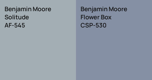 Benjamin Moore Solitude vs. Benjamin Moore Flower Box comparison
