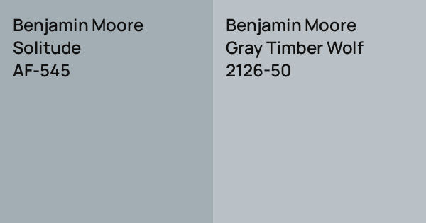 Benjamin Moore Solitude vs. Benjamin Moore Gray Timber Wolf comparison