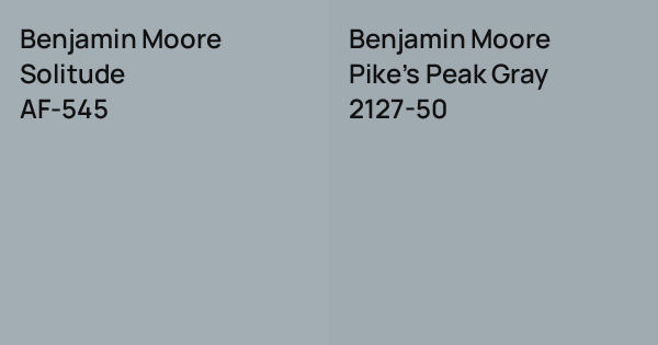 Benjamin Moore Solitude vs. Benjamin Moore Pike's Peak Gray comparison