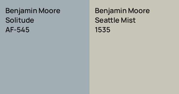 Benjamin Moore Solitude vs. Benjamin Moore Seattle Mist comparison
