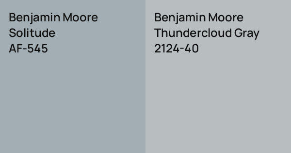 Benjamin Moore Solitude vs. Benjamin Moore Thundercloud Gray comparison