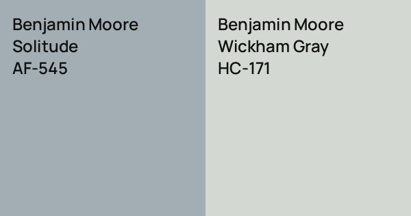 Benjamin Moore Solitude vs. Benjamin Moore Wickham Gray comparison