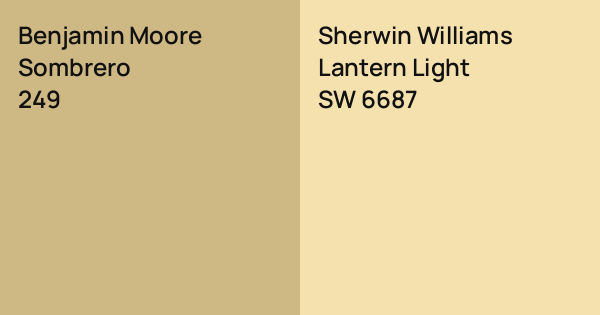 Benjamin Moore Sombrero vs. Sherwin Williams Lantern Light comparison