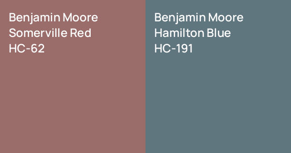 Benjamin Moore Somerville Red vs. Benjamin Moore Hamilton Blue comparison