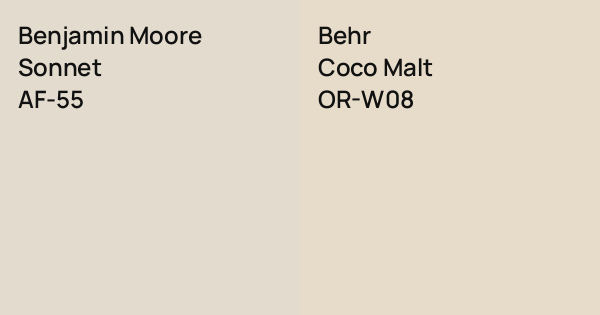 Benjamin Moore Sonnet vs. Behr Coco Malt comparison
