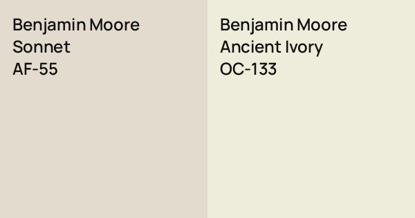 Benjamin Moore Sonnet vs. Benjamin Moore Ancient Ivory comparison