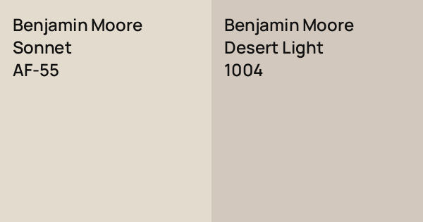 Benjamin Moore Sonnet vs. Benjamin Moore Desert Light comparison