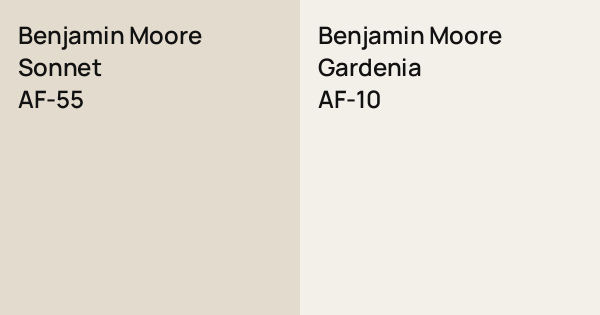 Benjamin Moore Sonnet vs. Benjamin Moore Gardenia comparison