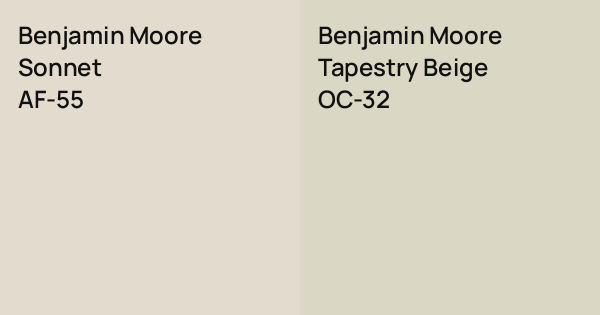 Benjamin Moore Sonnet vs. Benjamin Moore Tapestry Beige comparison