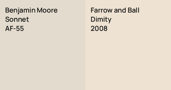 Benjamin Moore Sonnet vs. Farrow and Ball Dimity comparison