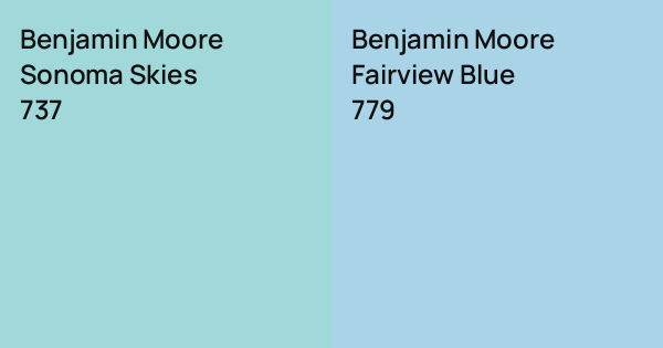 Benjamin Moore Sonoma Skies vs. Benjamin Moore Fairview Blue comparison