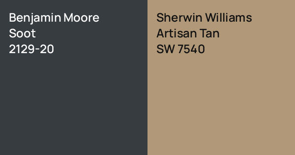 Benjamin Moore Soot vs. Sherwin Williams Artisan Tan comparison