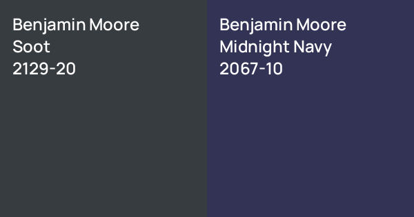 Benjamin Moore Soot vs. Benjamin Moore Midnight Navy comparison