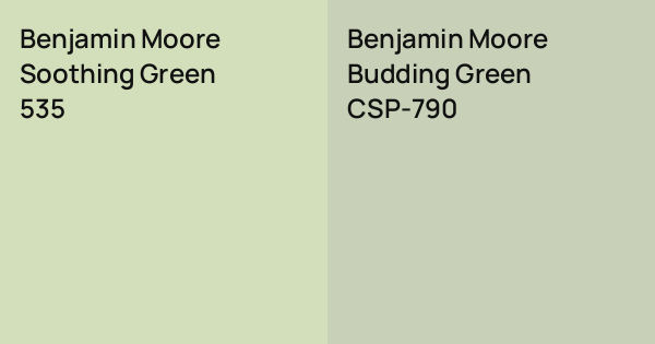 Benjamin Moore Soothing Green vs. Benjamin Moore Budding Green comparison