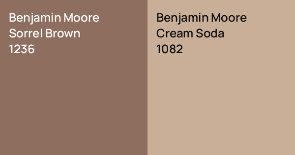 Benjamin Moore Sorrel Brown vs. Benjamin Moore Cream Soda comparison