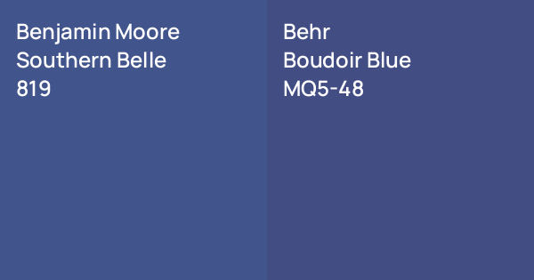 Benjamin Moore Southern Belle vs. Behr Boudoir Blue comparison