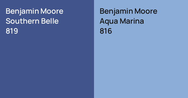 Benjamin Moore Southern Belle vs. Benjamin Moore Aqua Marina comparison