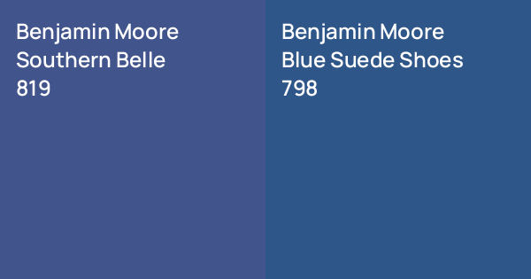 Benjamin Moore Southern Belle vs. Benjamin Moore Blue Suede Shoes ...