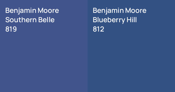 Benjamin Moore Southern Belle vs. Benjamin Moore Blueberry Hill comparison