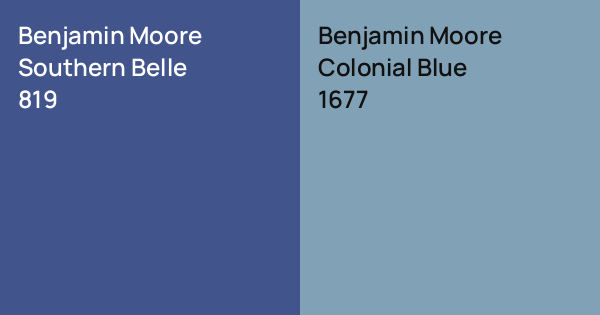 Benjamin Moore Southern Belle vs. Benjamin Moore Colonial Blue comparison