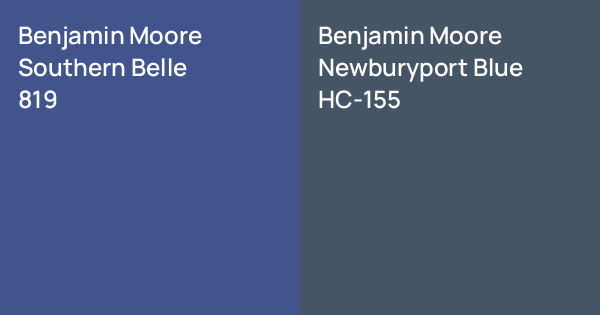 Benjamin Moore Southern Belle vs. Benjamin Moore Newburyport Blue ...