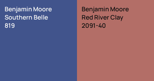 Benjamin Moore Southern Belle vs. Benjamin Moore Red River Clay comparison