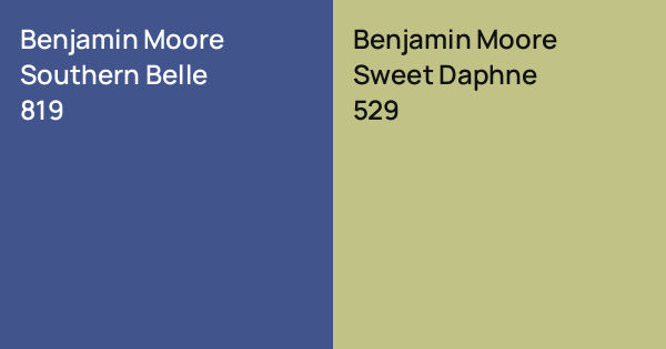 Benjamin Moore Southern Belle vs. Benjamin Moore Sweet Daphne comparison