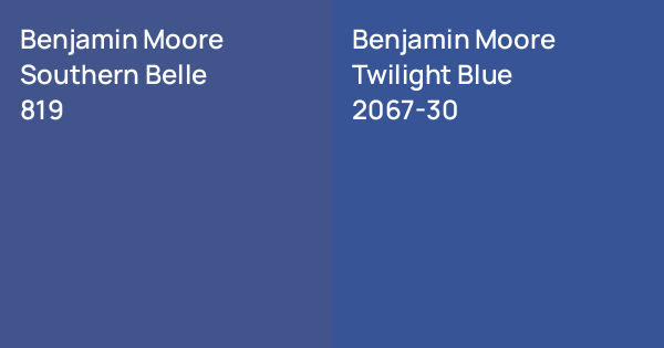 Benjamin Moore Southern Belle vs. Benjamin Moore Twilight Blue comparison