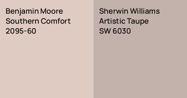 Benjamin Moore Southern Comfort vs. Sherwin Williams Artistic Taupe ...