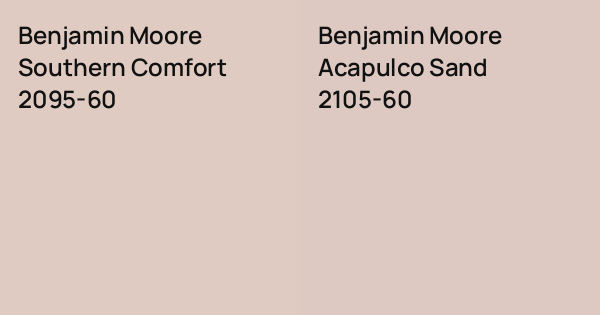 Benjamin Moore Southern Comfort vs. Benjamin Moore Acapulco Sand comparison