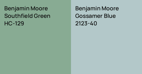 Benjamin Moore Southfield Green vs. Benjamin Moore Gossamer Blue comparison