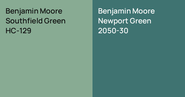 Benjamin Moore Southfield Green vs. Benjamin Moore Newport Green comparison
