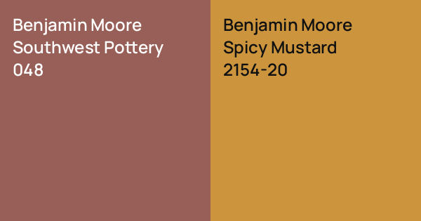 Benjamin Moore Southwest Pottery vs. Benjamin Moore Spicy Mustard comparison