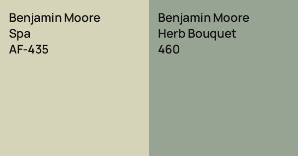 Benjamin Moore Spa vs. Benjamin Moore Herb Bouquet comparison