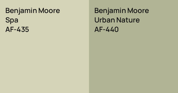 Benjamin Moore Spa vs. Benjamin Moore Urban Nature comparison