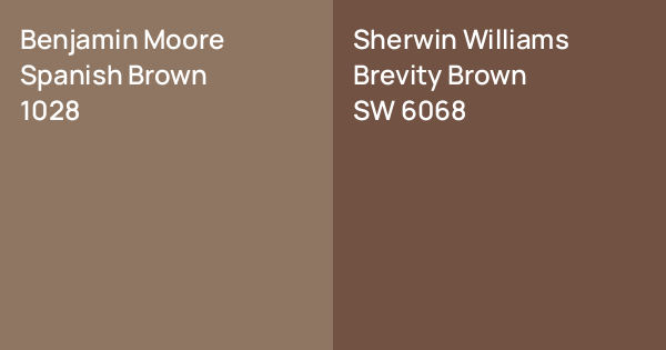 Benjamin Moore Spanish Brown vs. Sherwin Williams Brevity Brown comparison