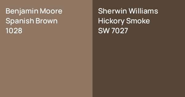 Benjamin Moore Spanish Brown vs. Sherwin Williams Hickory Smoke comparison