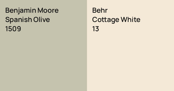 Benjamin Moore Spanish Olive vs. Behr Cottage White comparison