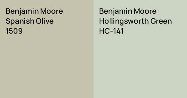 Benjamin Moore Spanish Olive vs. Benjamin Moore Hollingsworth Green ...