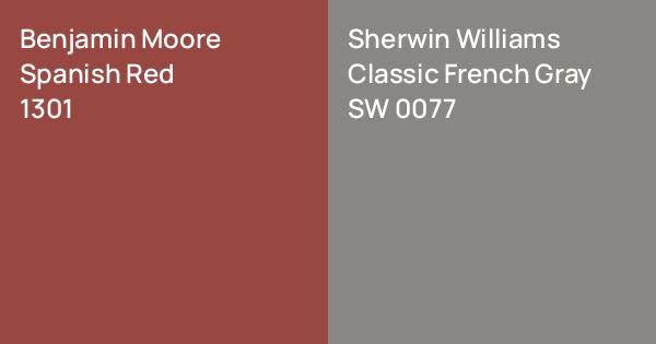Benjamin Moore Spanish Red vs. Sherwin Williams Classic French Gray ...