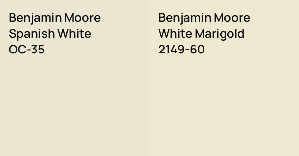 Benjamin Moore Spanish White vs. Benjamin Moore White Marigold comparison