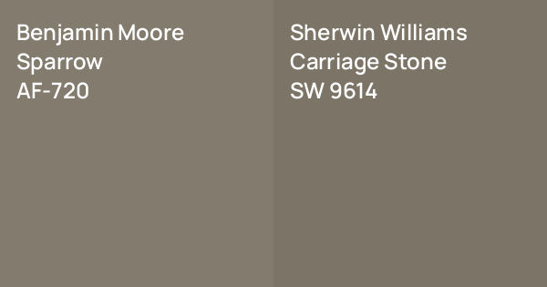 Benjamin Moore Sparrow vs. Sherwin Williams Carriage Stone comparison