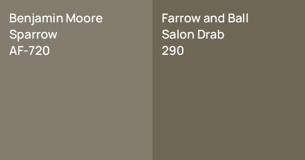 Benjamin Moore Sparrow vs. Farrow and Ball Salon Drab comparison
