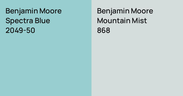 Benjamin Moore Spectra Blue vs. Benjamin Moore Mountain Mist comparison