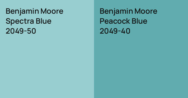 Benjamin Moore Spectra Blue vs. Benjamin Moore Peacock Blue comparison